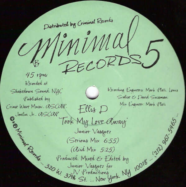 Ellis-D - Took My Love Away Vinyl