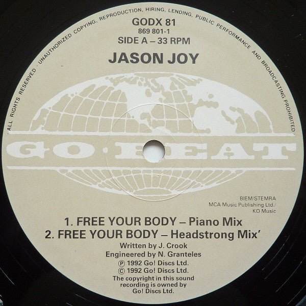 Jason Joy - Free Your Body Vinyl