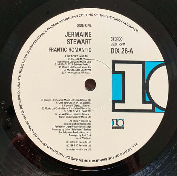 Jermaine Stewart - Frantic Romantic Vinyl