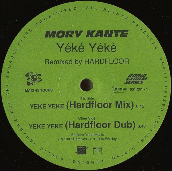 Mory Kante - Yeke Yeke (2 Remixes By Hardfloor) Vinyl